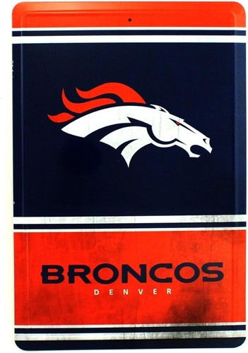 NFL Denver Broncos 12" Metal Tin Sign Bar Mancave Garage Wall Plaque ...