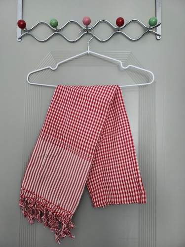 Red-White Checkered Kroma/ Krama Khmer Scarf made by Cambodian (0.6m x ...