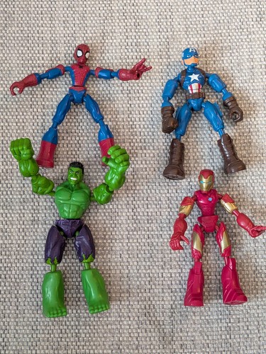 Marvel Bend And Flex Figure Bundle Spider-Man Captain America Hulk Iron ...