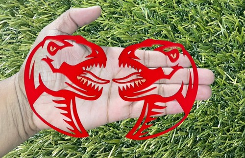 Raptor Emblem Badge Red Set Of (2) Velociraptor New Fender Badges ...