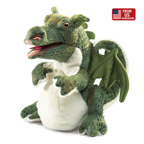 FoIkmanis Green White Baby Dragon Hand Puppet Animated Storytelling Toy ...