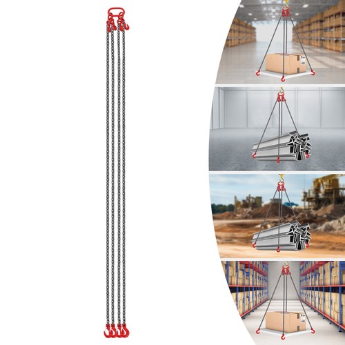 4 Leg Chain Sling 1/4 in*10 FT Adjustable Lifting Slings w/ 8 Hooks ...