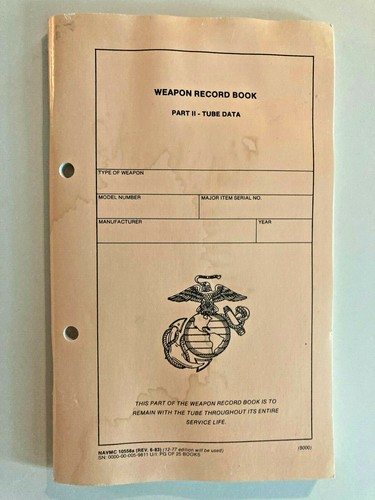 USMC WEAPON RECORD BOOK SNIPER RIFLE LOG TUBE DATA M40A3 M40A1 M40A5 ...
