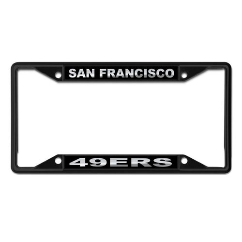 SAN FRANCISCO 49ERS MIRRORED METAL LICENSE PLATE FRAME QUALITY DOMED ...
