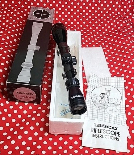 TASCO 3-12X40 GLOSS JAPAN RIFLE SCOPE DUPLEX RETICLE WITH WEAVER RINGS ...