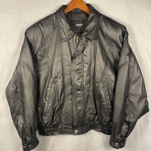 Wilson’s Medium Leather Jacket Thinsulate Black Bomber Biker Motorcycle ...