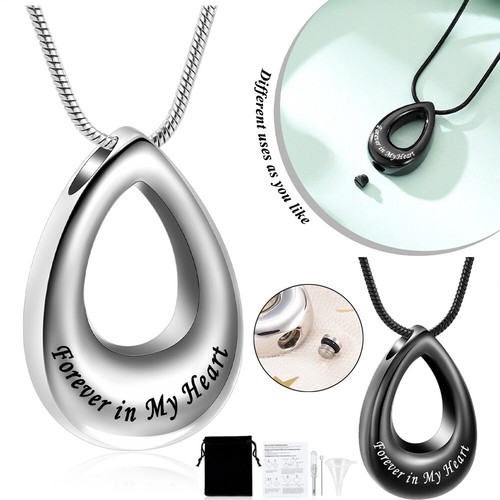 Teardrop Urn Necklace Ashes Hollow Cremation Jewelry Memorial Keepsake ...