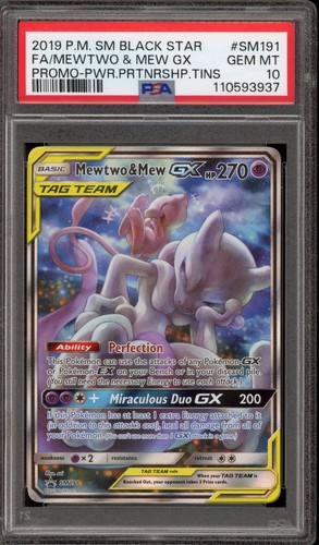 Pokemon Mewtwo & Mew GX Power Partnership Tin Alt Art Promo #SM191 PSA ...