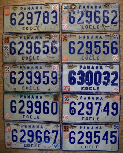 LOT of 10 COCLE, PANAMA LICENSE PLATES - 1995-1998 | eBay