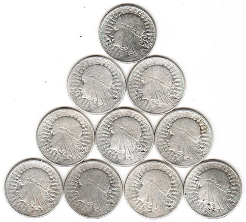 Poland 2 Zlote 1934 Queen Jadwiga , 10 nice Silver coins , coin (1223 ...