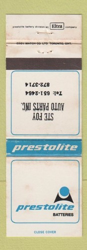 Matchbook Cover - Prestolite Batteries Ste Foy Quto Parts QC WEAR | eBay