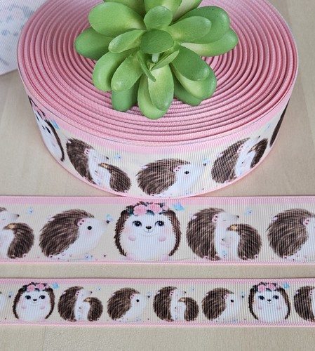 7/8 & 1.5" (1 YD) Hedgehog Grosgrain Ribbon Cute Mammal Baby Shower ...