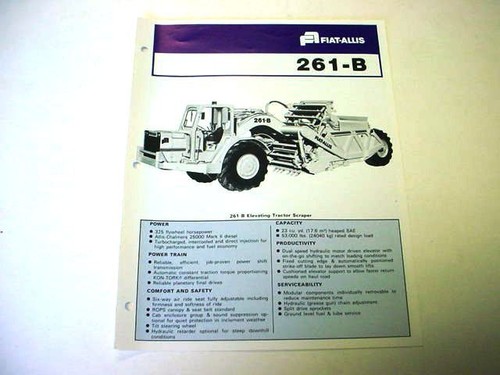 Fiat Allis Chalmers Scraper 261-B Brochure | eBay