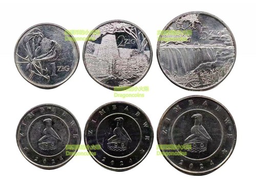 Zimbabwe set of 3 coins 1 2 5 ZiG 2024 UNC | eBay