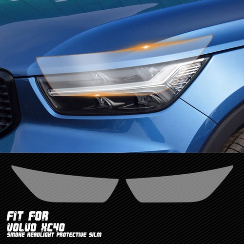 For Volvo XC40 LH RH Smoke TPU Headlights Protective Precut Film ...