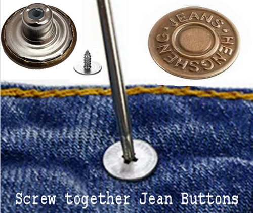 Screw together Jeans Tack Button, Stud Rivet NO-SEW 20mm Replacement ...