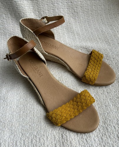 Cordani sandals Wedge Mustard Yellow Braided Suade. Made In Spain Size ...