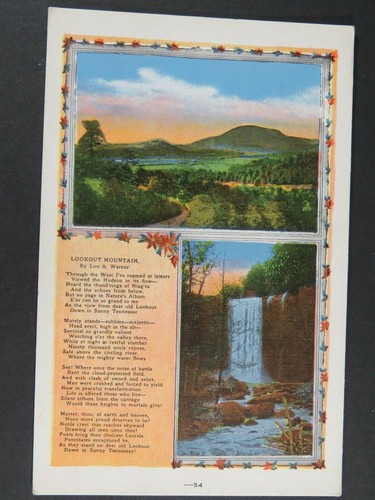 Vintage Postcard Lookout Mountain Poem Lon A Warner Hand Tinted B1980 ...