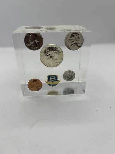 Vintage Brinks Armored Car Lucite Encased Coins Paperweight 3 And 1/4 ...