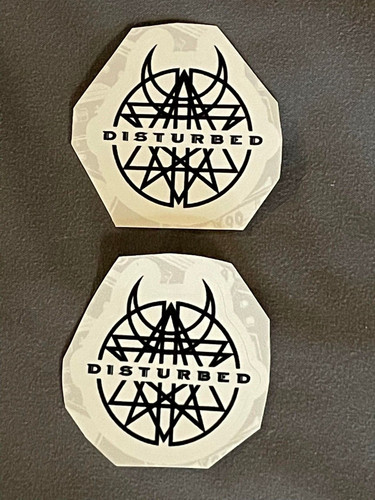 Lot of 2 DISTURBED 1 1/2" x 1 5/8" Band Logo Stickers FAST! FREE SHIP ...