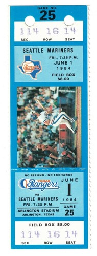 Baseball -Ticket Texas Rangers - Seattle Mariners : June 01 1984 | eBay