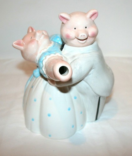 VTG APPLAUSE Ceramic Ballroom Dancing Tango Waltz Pigs Couple Teapot ...