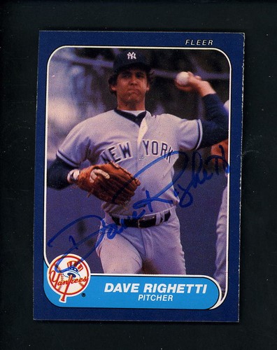 1986 Fleer SIGNED Autographed # 116 Dave Righetti New York Yankees FREE ...