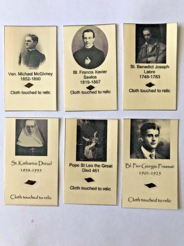 Catholic Saints Blessed homemade relic Holy cards Pope St Leo Pier ...