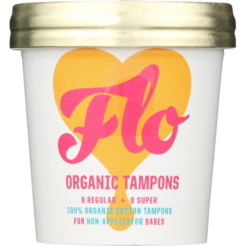 Flo Organic Tampons Non Applicators Regular & Super 16 Counts 12 Pack ...