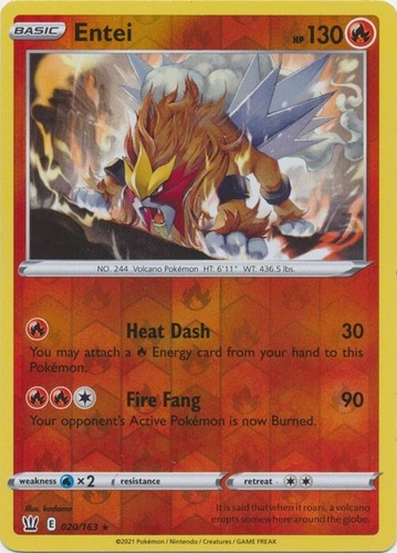 Reverse Holo Entei 020/163 Rare Battle Styles | eBay