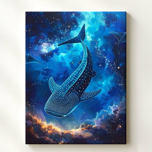 Cosmic Whale Shark & Manta Rays Canvassurreal Underwater Universe Art ...