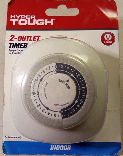 Hyper Tough 2 Outlet Timer Indoors 15 Amp 3 Prong Programmable 30-Min ...
