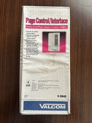 Valcom V-9940 Station Level Page Adapter New 799111001142| eBay