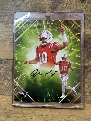 2025 Fanatics Emanate Drake Maye Auto Green Autograph NFL Patriots ...