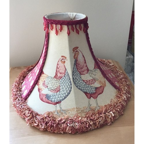 Red & Beige Fabric Rooster Lamp Shade With Trim & Beads | eBay