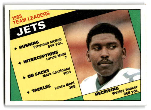 1984 Topps #144 Wesley Walker EX Excellent NY Jets Jets Team Leaders TL ...