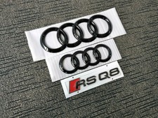Buy Gloss Black Style Set Front & Rear 4 Ring Badge Trunk Emblem Decal ...