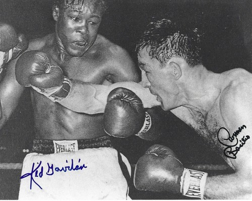 HOF Boxers Kid Gavilan Carmen Basilio joint signed B&W Boxing 8X10 ...