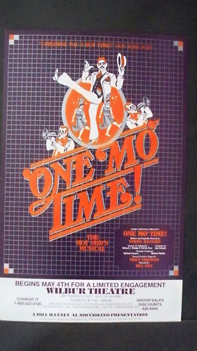 ONE MO TIME Window Card TOUR Boston VERNEL BAGNERIS Wilbur Theatre 1982 ...