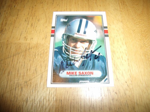 MIKE SAXON DALLAS COWBOYS AUTOGRAPHED FOOTBALL CARD 1989 TOPPS TRADED ...