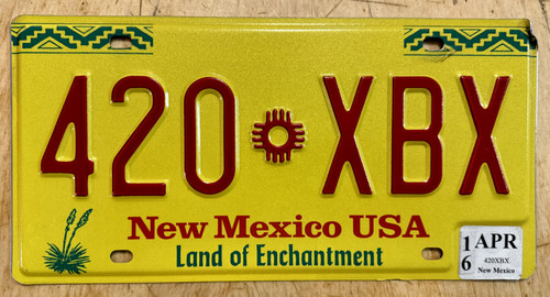 NEW MEXICO MARIJUANA POT WEED STONER LICENSE PLATE " 420 XBX " NM SMOKE ...