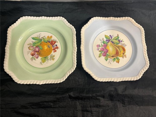 2 Johnson Brothers Old English Square Plates w/ Fruit Designs Rope ...