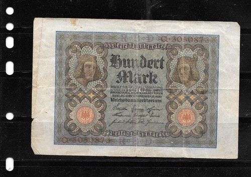 GERMANY #69a 1920 VG CIRC 100 MARK OLD BANKNOTE BILL NOTE PAPER MONEY ...