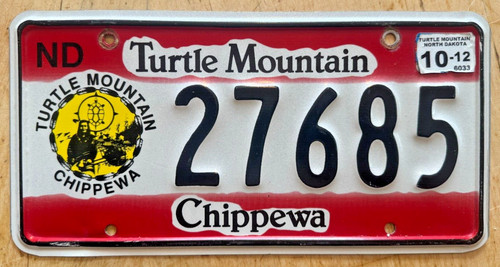 2012 NORTH DAKOTA TURTLE MOUNTAIN CHIPPEWA TRIBE INDIAN LICENSE PLATE ...