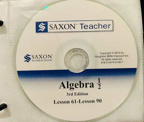 Saxon Teacher Algebra 1/2 (3rd Ed) REPLACEMENT DISC #4 LESSONS 61-90 ...