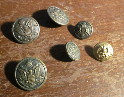 Antique WW1 US Military Uniform Buttons Metal Brass Lot Of 6 | eBay