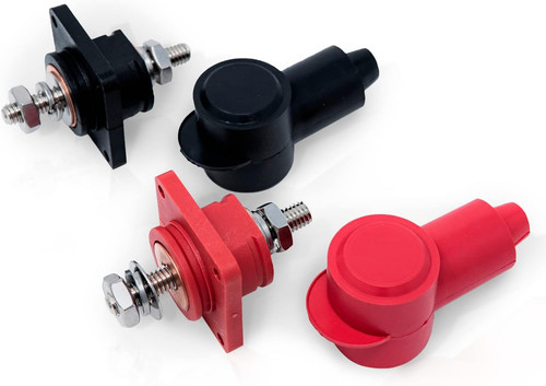 Battery Cable Flanged Bulkhead Connector + Insulator Boot - Heavy Duty ...