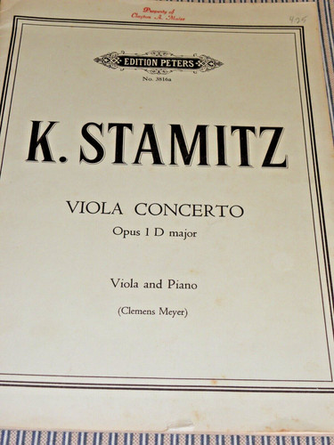 K Stamitz Viola Concerto No 1 in D Major - Piano & Viola Sheet Music ...