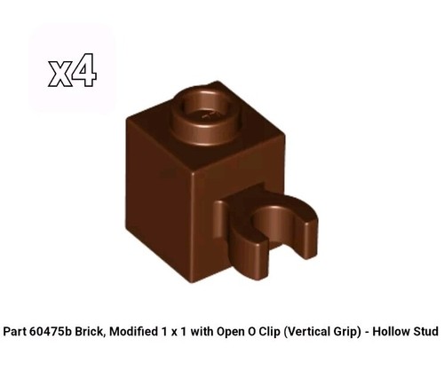 NEW LEGO Parts x4 REDDISH BROWN 60475b Brick, Modified 1 x 1 with Open ...