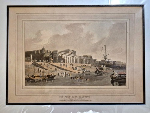 RARE ORIG HANDCOLD ENGR THOMAS & WILLIAM DANIELL,OLD FORT GAUT ...